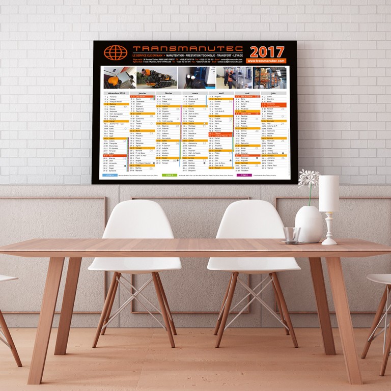 Impression calendrier contrecollé, calendrier de banque